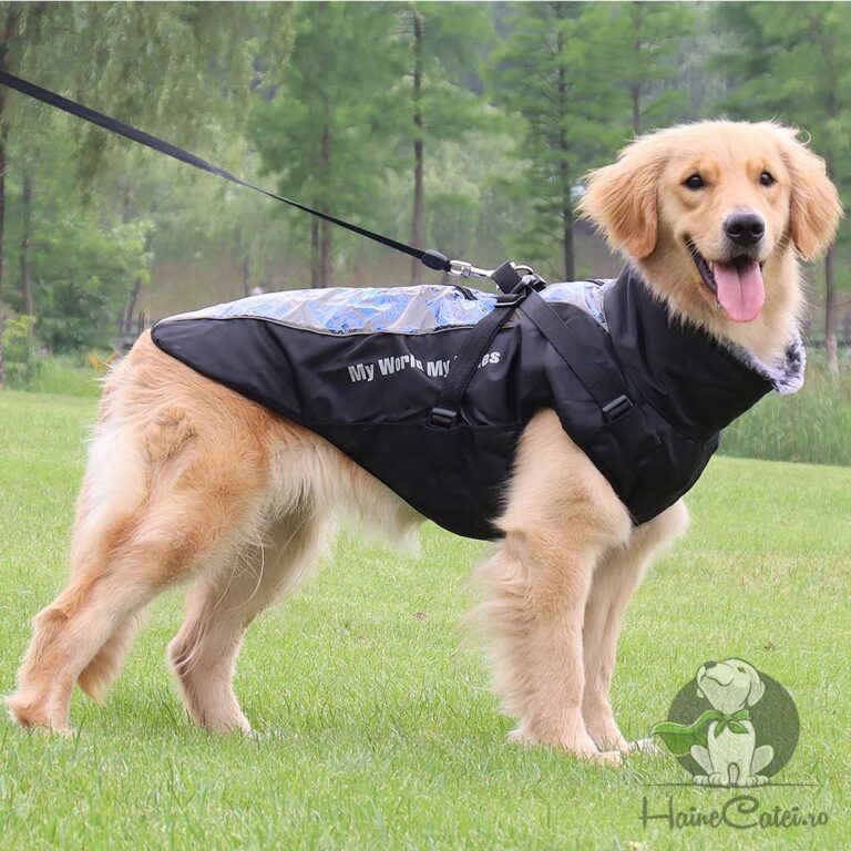 Vesta caini talie mare, matlasata, impermeabila, ham incorporat #HM053 ...